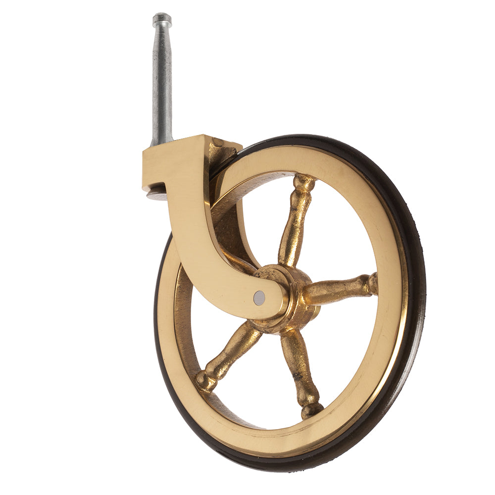 Brass Wagon Wheel Grip Neck Castor with Rubber Tyre – Heritage Components