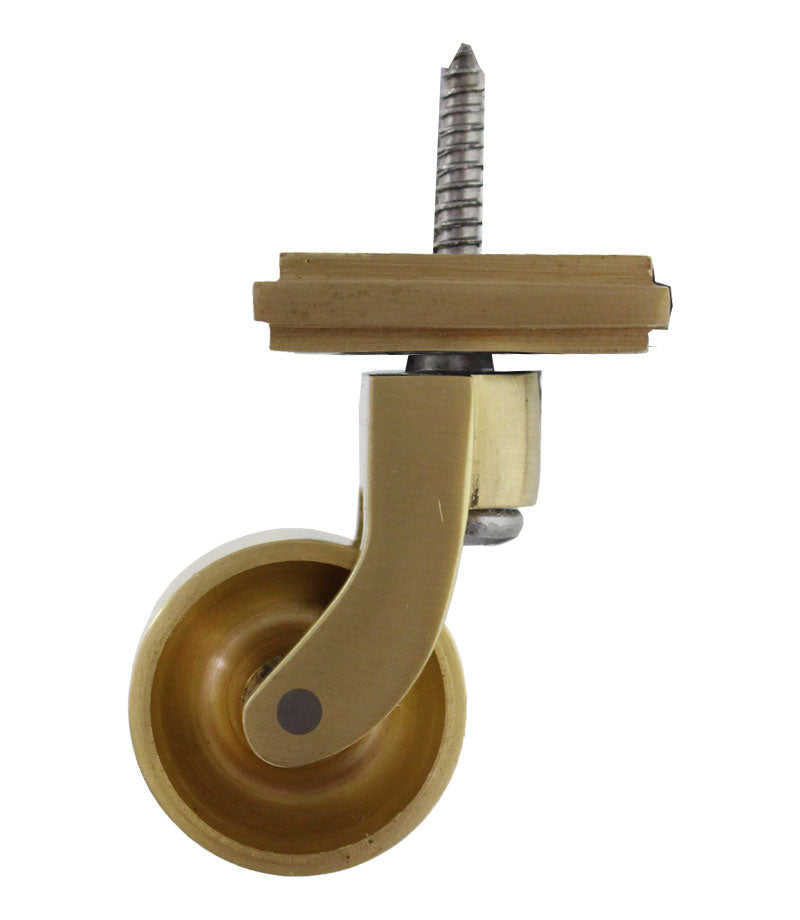 Satin Brass Screw Castor with Square Embellisher – Heritage Components