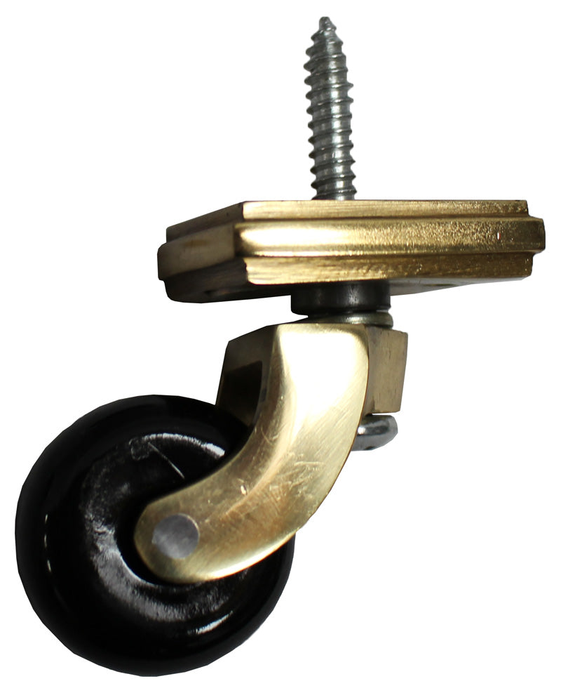 Brass Screw Castor with Black Ceramic Wheel and Square Embellisher ...
