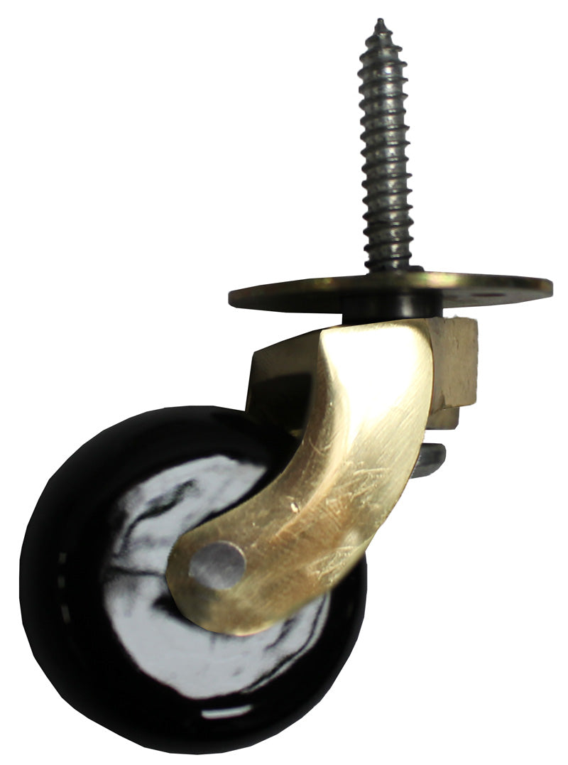 Brass Screw Castor with Black Ceramic Wheel | Cabinet Castors ...